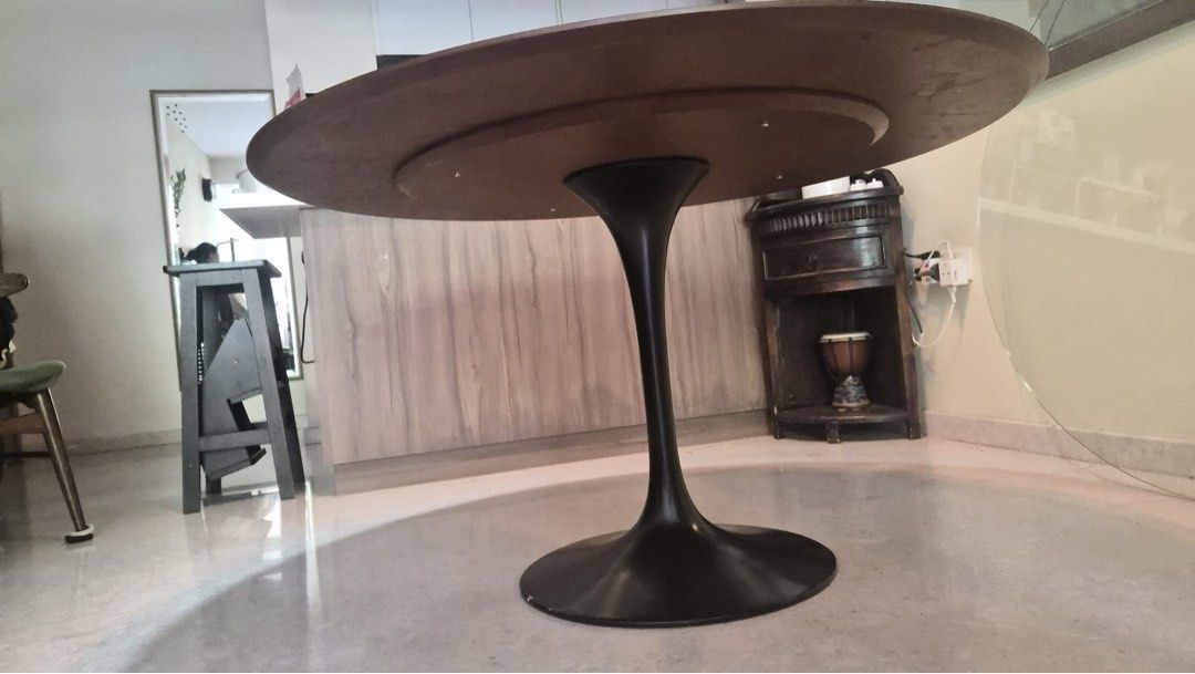 Round Tulip Dining Table with Glass Top, Furniture & Home Living ...