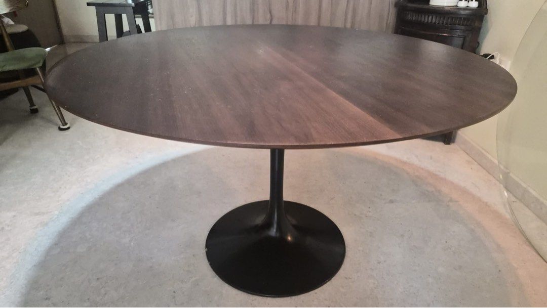 Round Tulip Dining Table with Glass Top, Furniture & Home Living ...