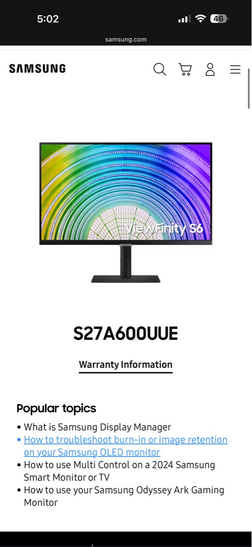 Samsung S27A600UU 27-inch QHD Monitor, Computers & Tech, Parts ...