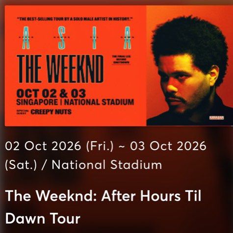 The Weeknd Standing Tickets, Tickets & Vouchers, Event Tickets on Carousell