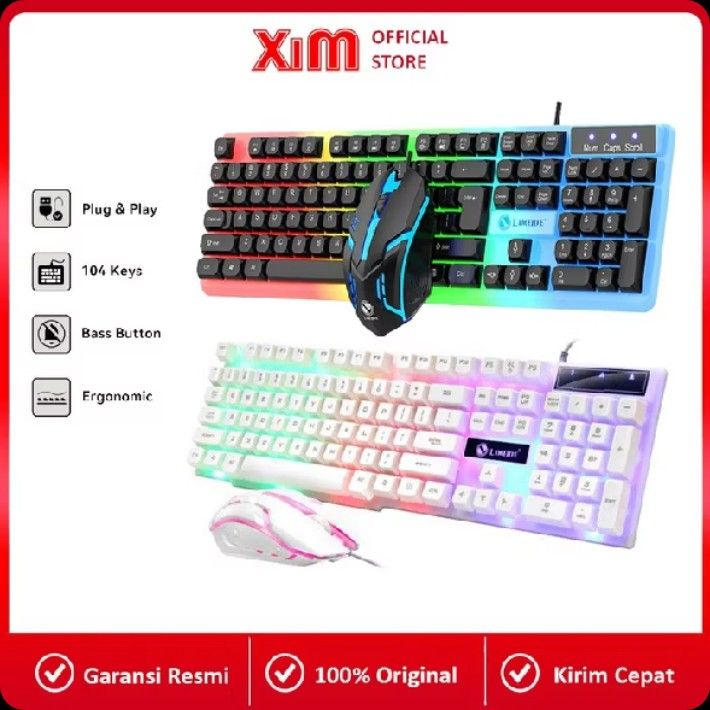 Xim PC Keyboard Mouse RGB Gaming dengan Lampu RGB Cahaya / Termasuk ...