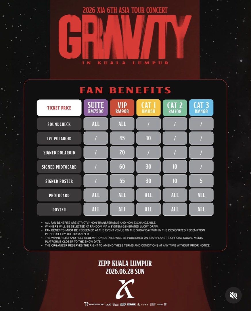 2026 XIA 6th Asia Tour Gravity in Kuala Lumpur Concert Ticket, Tickets ...