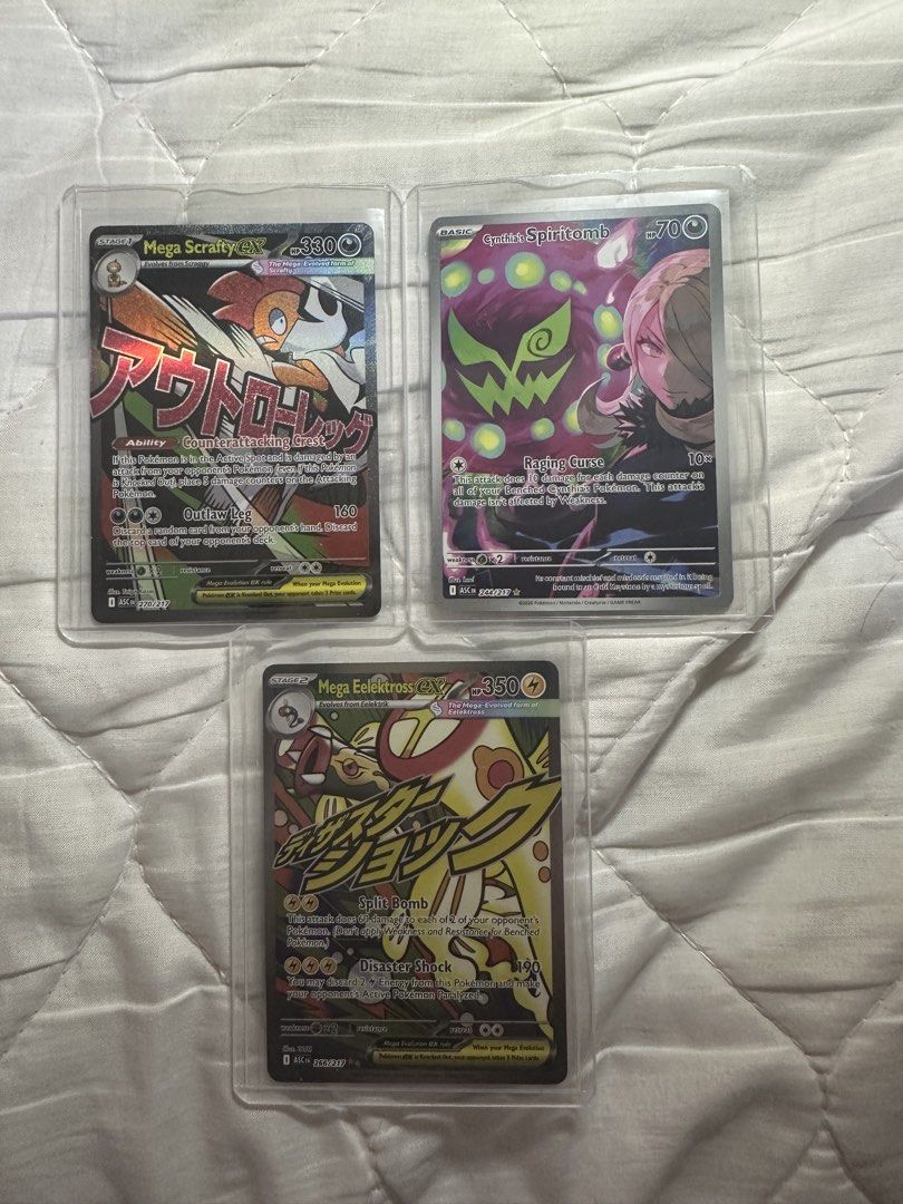 3 Pokemon EX Cards: Mega Scrafty, Spiritomb, Mega Eelektross, Hobbies ...