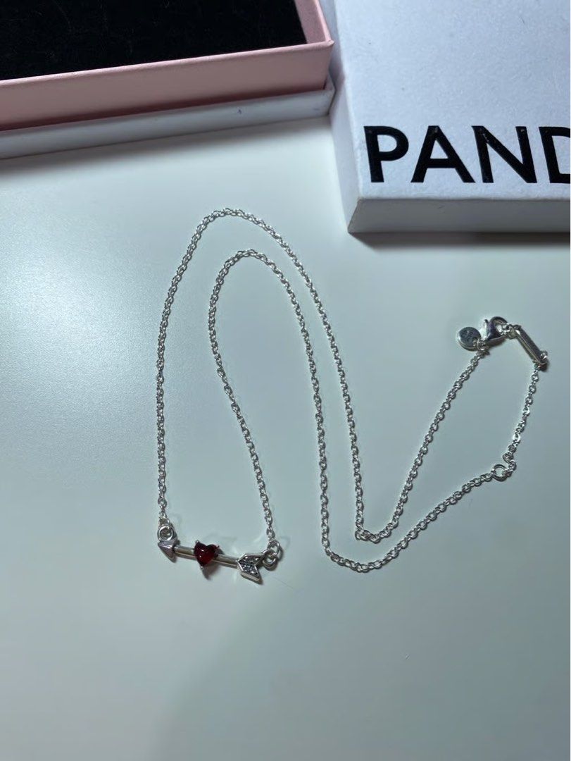 💎 SALE! PANDORA ARROW & MURANO GLASS HEART NECKLACE, Women's Fashion ...