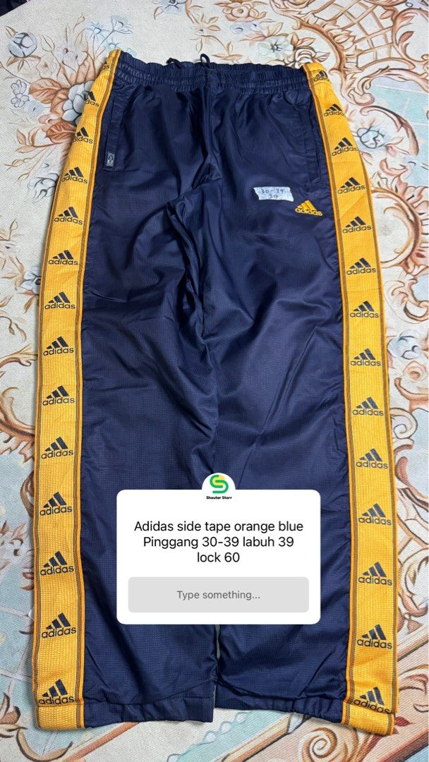 Adidas Side Tape Track Pants Orange Blue, Men's Fashion, Bottoms ...