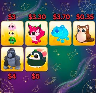 adopt me selling dango penguin, dragonfruit fox, bison, purrowl, gecko ...