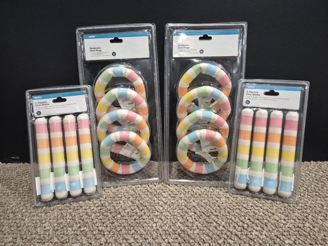 Anko Neoprene Dive Rings Hoops & Dive Sticks Set, Sports Equipment ...