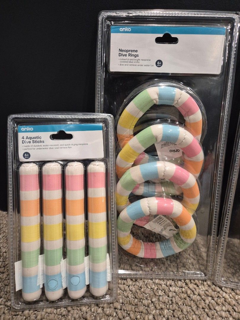 Anko Neoprene Dive Rings Hoops & Dive Sticks Set, Sports Equipment ...