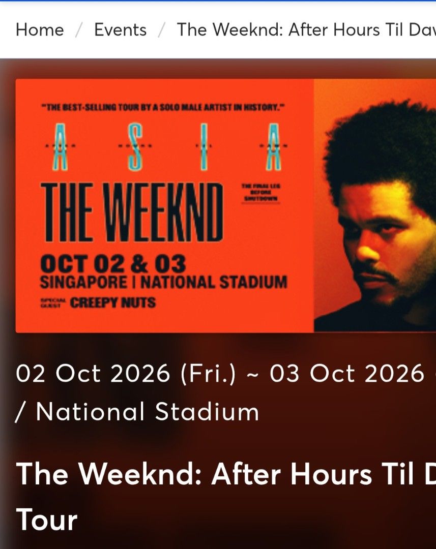 At Cost - The Weeknd: After Hours Til Dawn Tour - 03 Oct 2026 Ticket ...