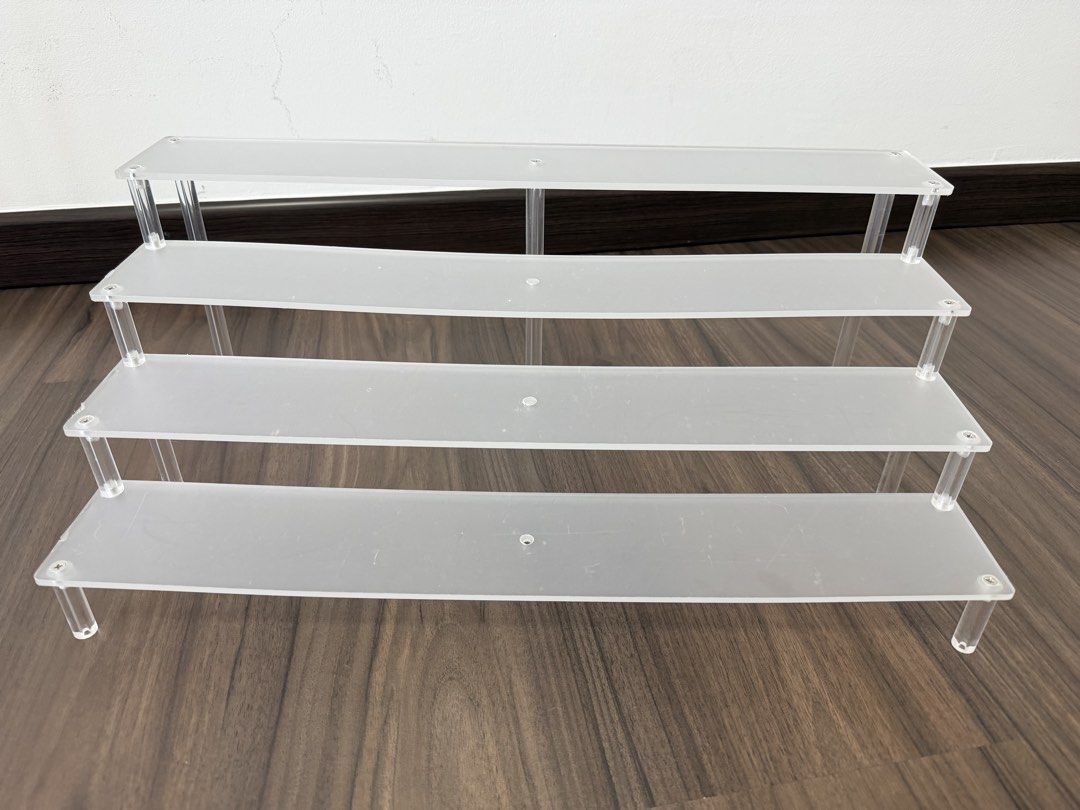 Clear Acrylic 4-Tier Step Display Stand Riser Shelf, Furniture & Home ...