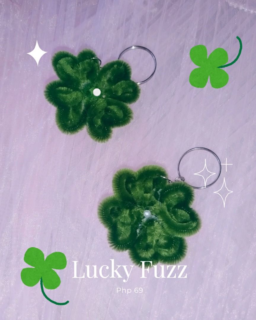 Handmade Fuzzy Flower, Tulip, Clover, Ribbon, and Strawberry Keychains ...