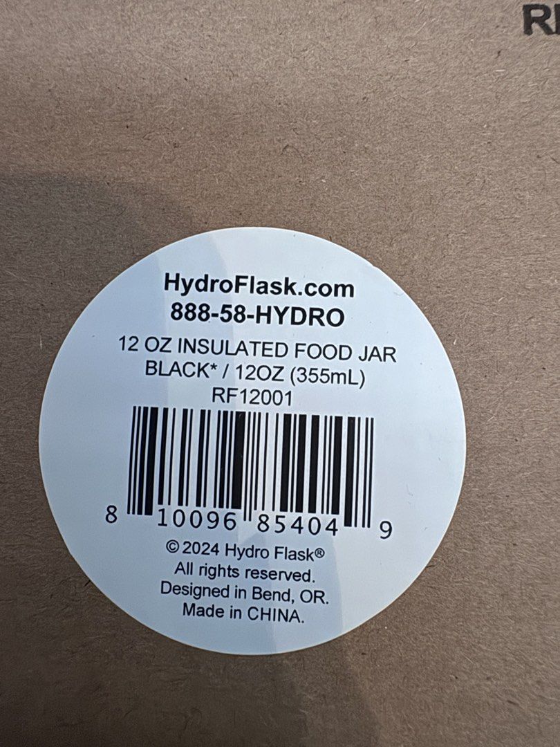 Hydro Flask 12 oz Insulated Food Jar - Black, Furniture & Home Living ...
