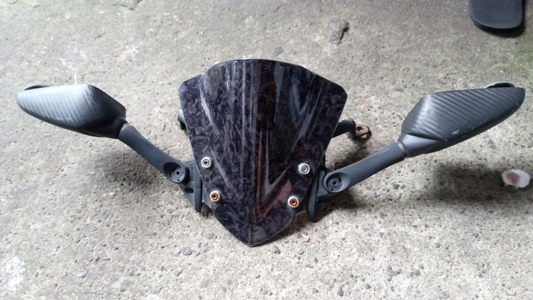 Motorcycle Windshield with Carbon Fiber Mirrors, Motorbikes, Motorbike ...