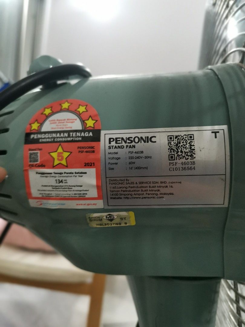 Pensonic Stand Fan PSF-4603B, Furniture & Home Living, Lighting & Fans ...