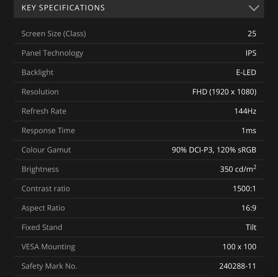 PRISM+ W250 25" FHD 144Hz 1ms IPS Monitor, Computers & Tech, Parts ...
