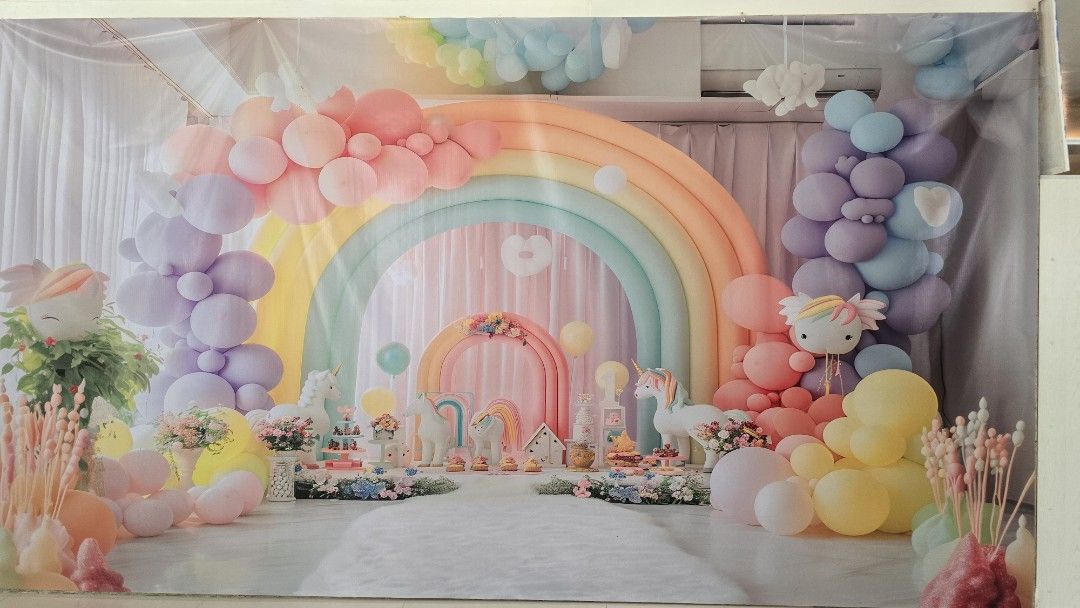 Rainbow Unicorn Party Backdrop 350x230cm for Events and Photoshoots ...