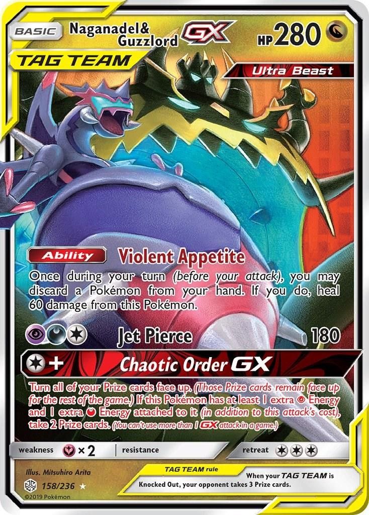 2019 POKEMON SUN MOON COSMIC ECLIPSE #158/236 NAGANADEL GUZZLORD TAG ...