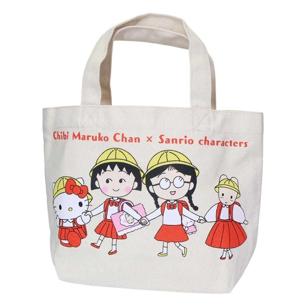 日本 櫻桃小丸子 Chibi Maruko Chan x Sanrio Characters KITTY 米白色帆布 手挽袋, 女裝, 手袋及 ...