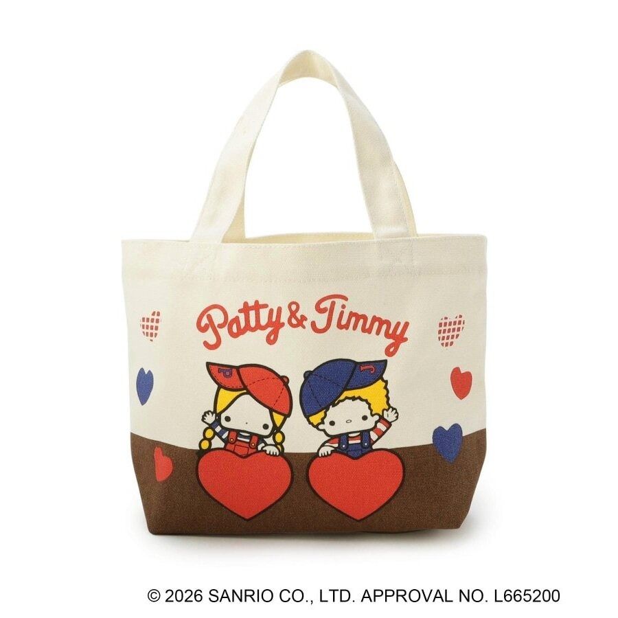 日本 SANRIO PATTY & JIMMY 米白色帆布 手挽袋, 女裝, 手袋及銀包, Tote Bags - Carousell