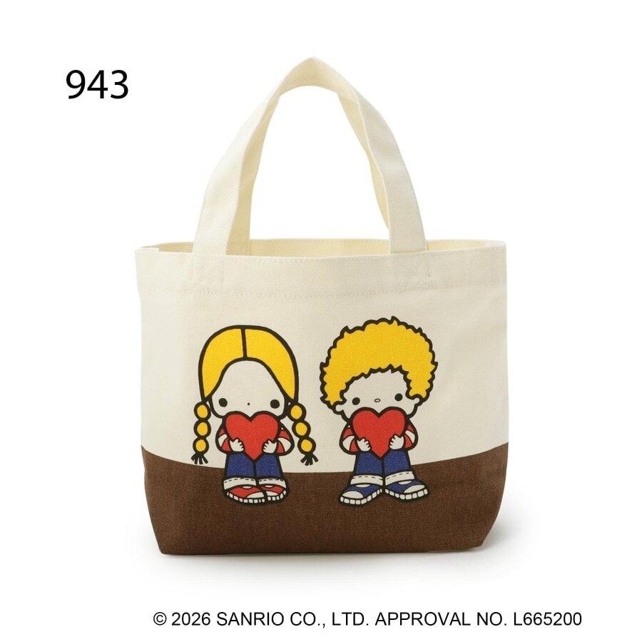 日本 SANRIO PATTY & JIMMY 米白色帆布 手挽袋, 女裝, 手袋及銀包, Tote Bags - Carousell