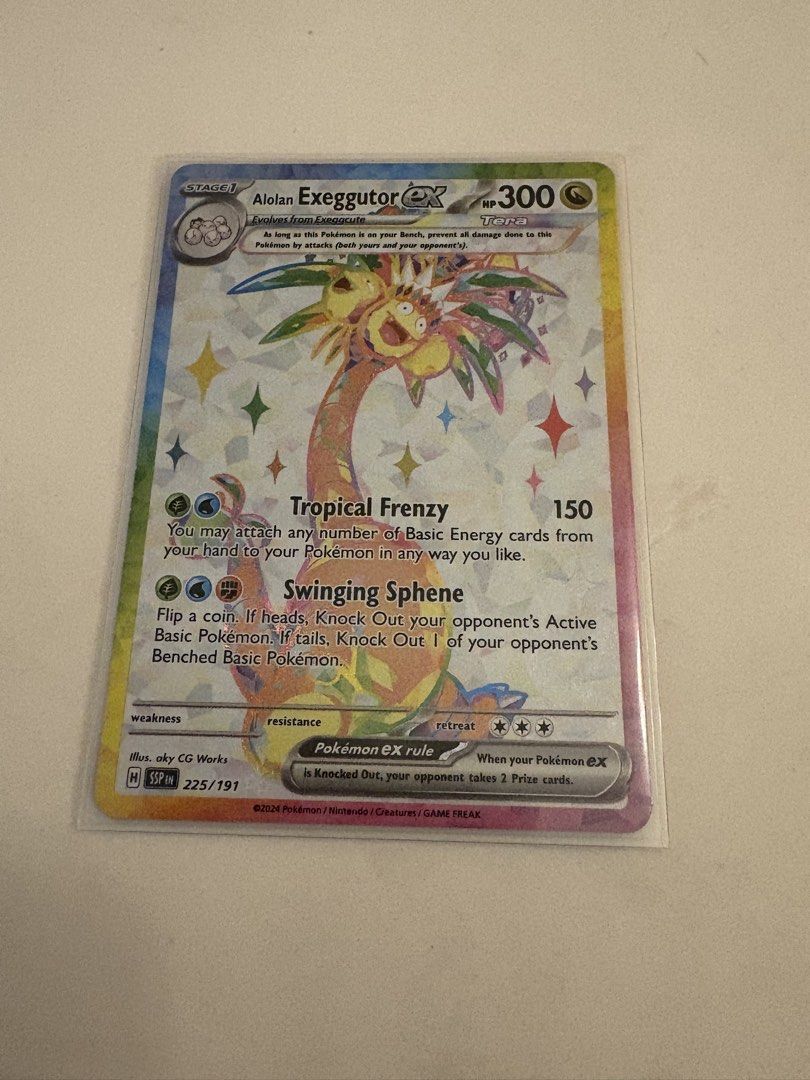 Alolan Exeggutor EX 225/191 Full Art Rainbow Rare Pokemon Card, Hobbies ...