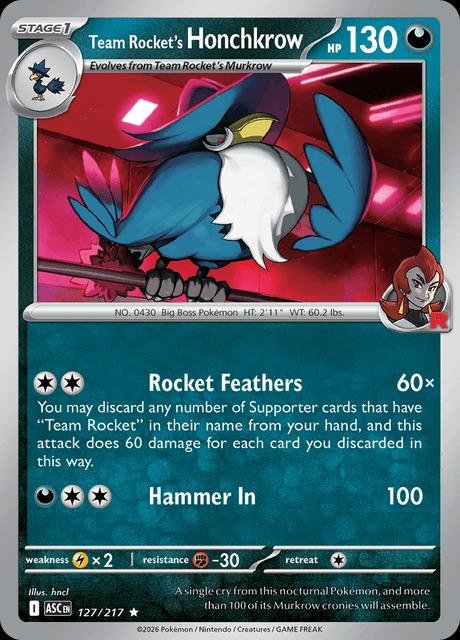 Ascended Heroes - Team Rocket's Honchkrow (Pokemon), Hobbies & Toys ...