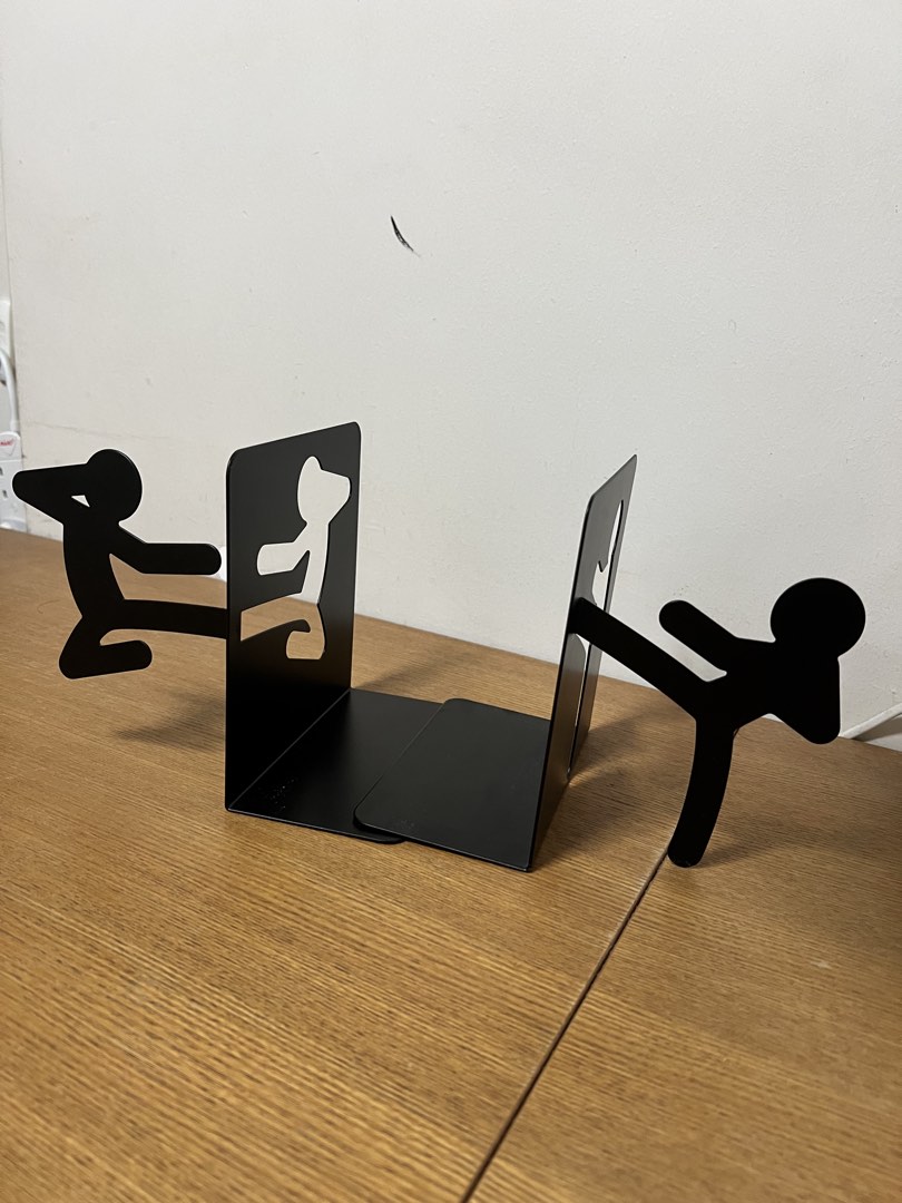 Black Metal Martial Arts Stick Figure Bookends, Furniture & Home Living ...
