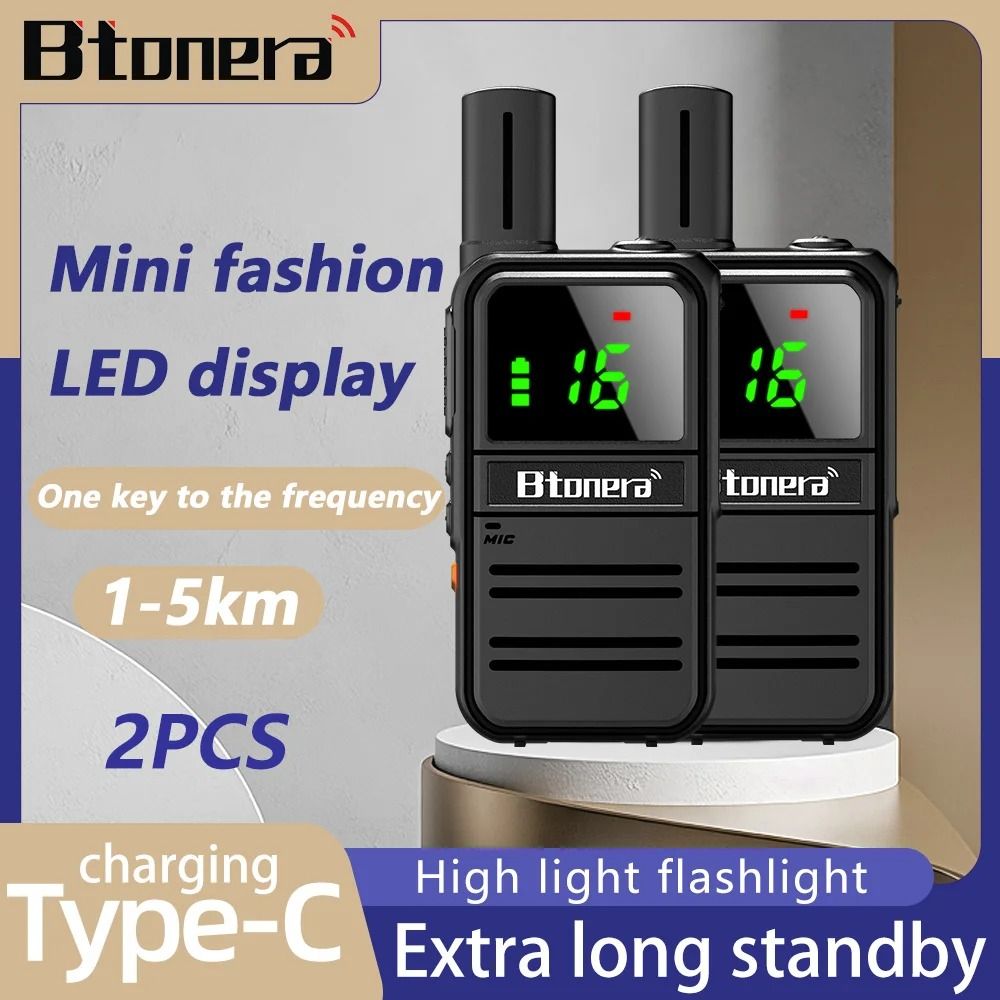 BTONERA Walkie Talkies 2 Pcs Rechargeable Long Range Flashlight 16 ...