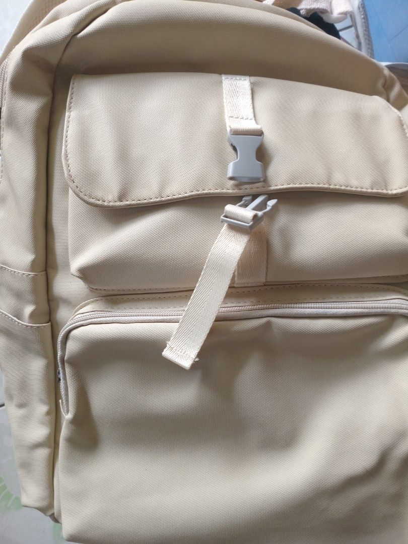 Cream backpack almost new for your needs, Women's Fashion, Bags ...