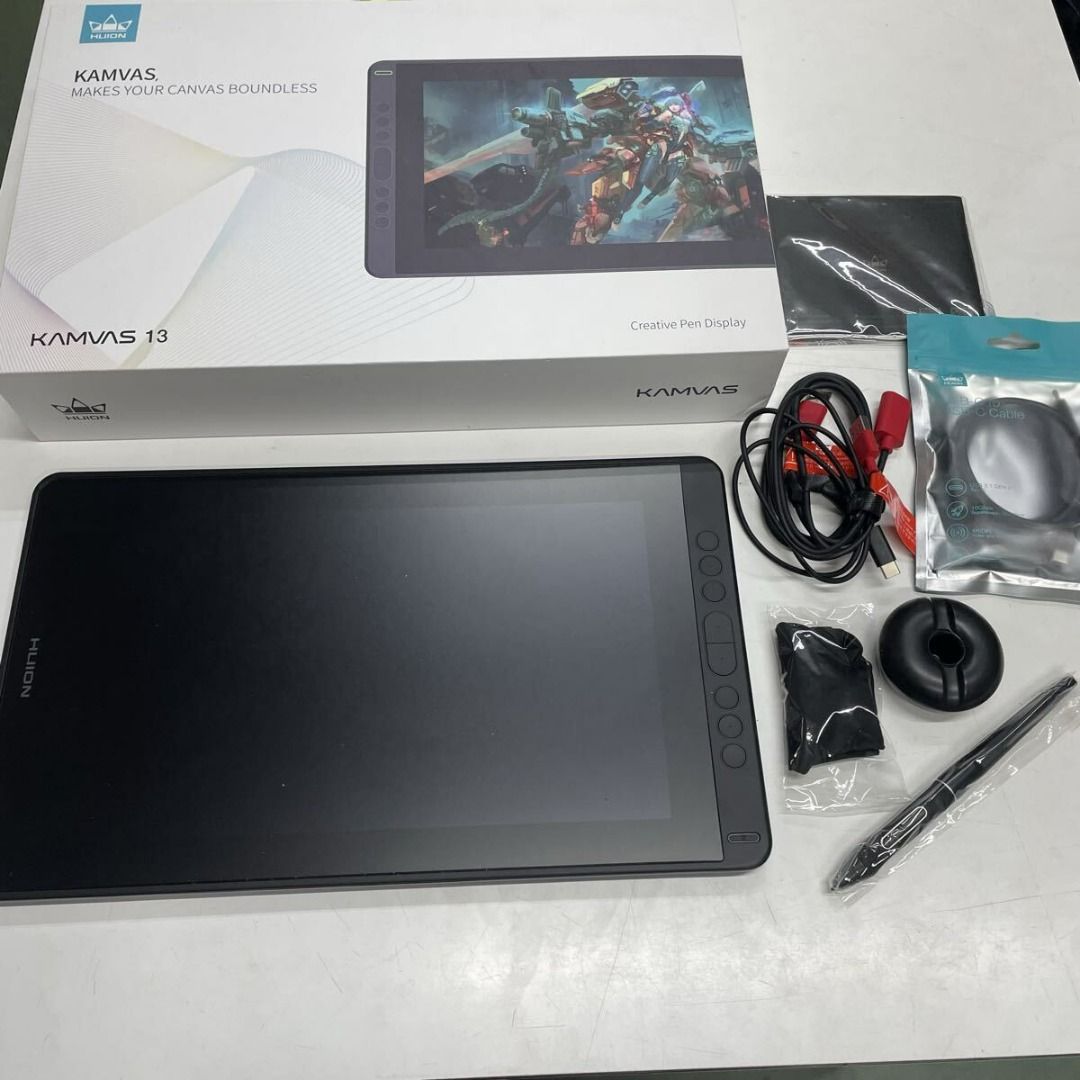 HUION Kamvas 13 LCD Pen Tablet, Model Number: GS1331, Black. Power ...