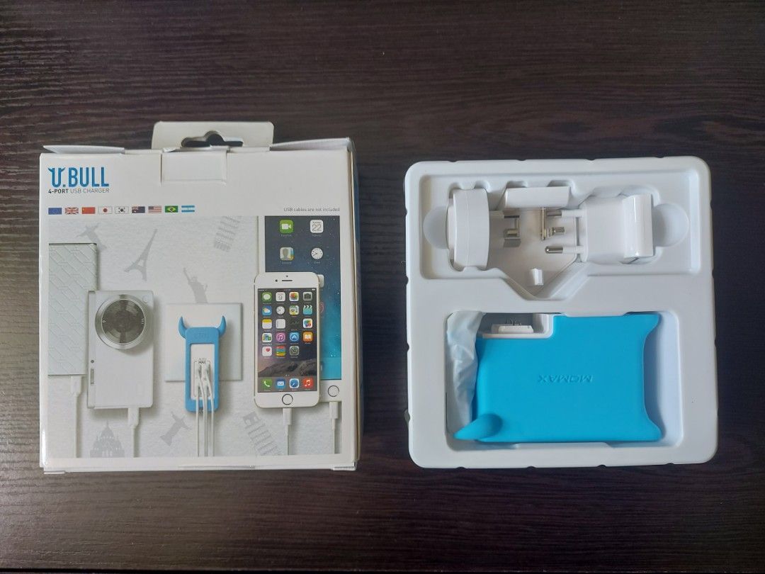 MOMAX u.bull 4 USB Ultra Fast 充電器, 手提電話, 電話及其他裝置配件, 充電器及電線 - Carousell