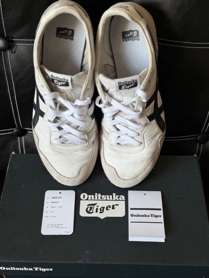 Onitsuka Tiger Serrano White Black Sneakers, Women's Fashion, Footwear ...