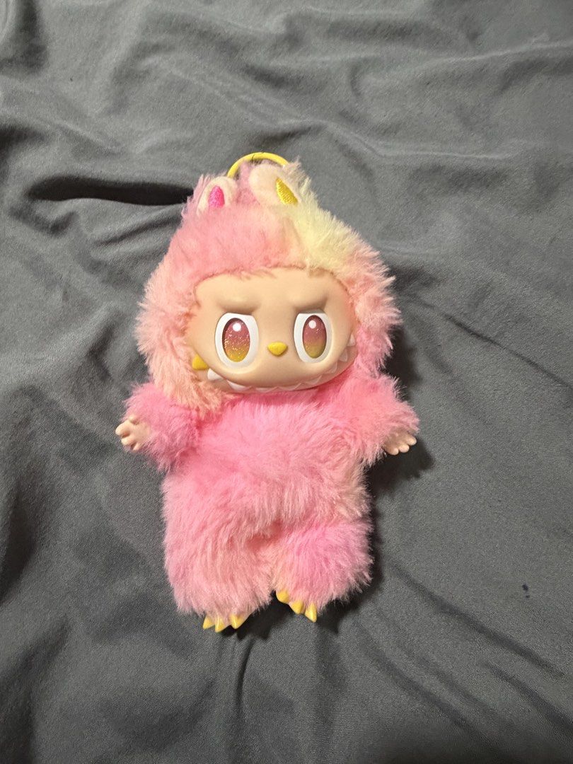 Pink Yellow Fluffy Labubu, Hobbies & Toys, Toys & Games on Carousell