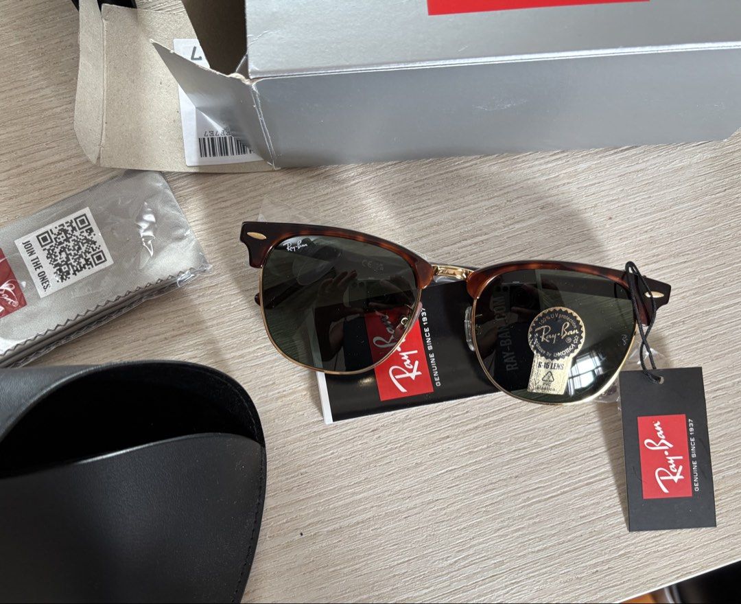 Ray-Ban Clubmaster Sunglasses Tortoise Shell, Men's Fashion, Watches ...