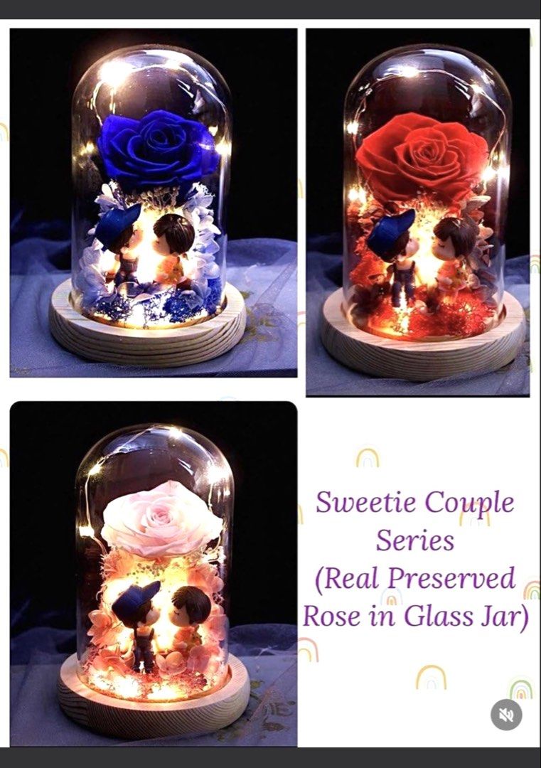 🎁With gift box🎁PREMIUM QUALITY of everlasting preserved rose in glass ...
