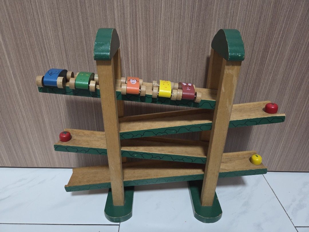 Wooden Toy Car Ramp with Cars and Balls, Hobbies & Toys, Toys & Games ...