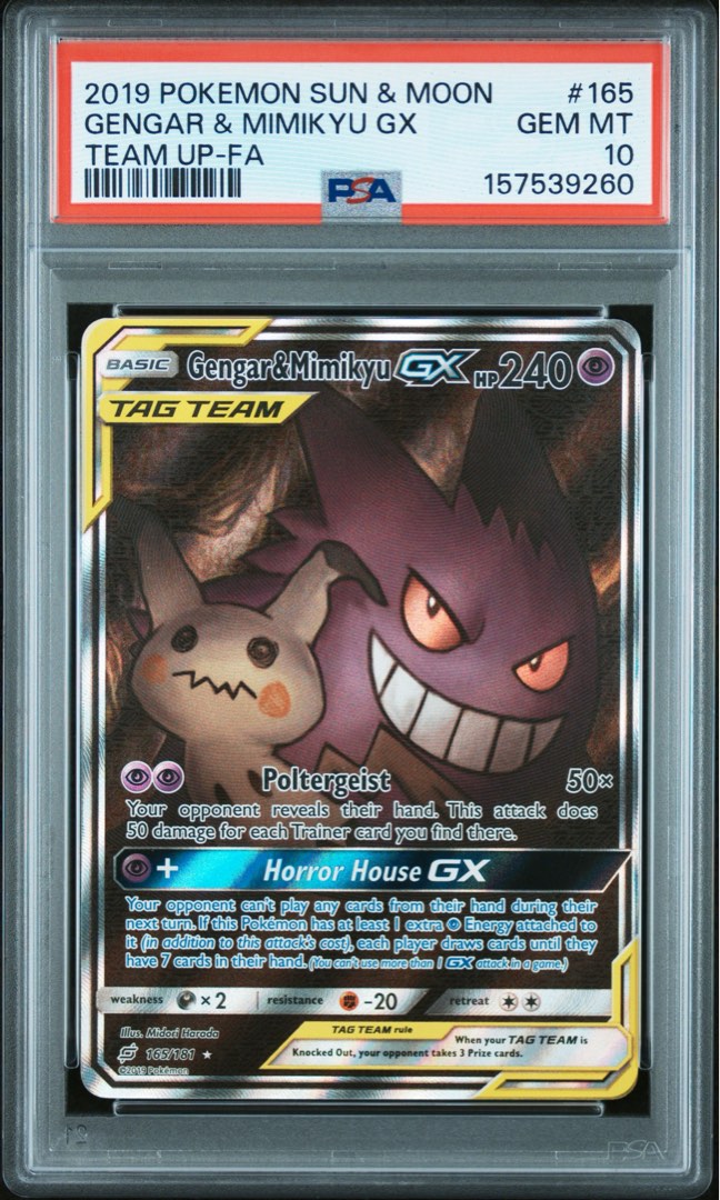 2019 POKEMON SUN & MOON GENGAR & MIMIKYU GX #165 PSA 10, Hobbies & Toys ...