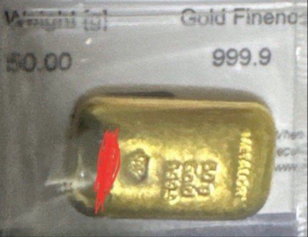 50g 999.9 Fine Gold Bar, Hobbies & Toys, Memorabilia & Collectibles ...