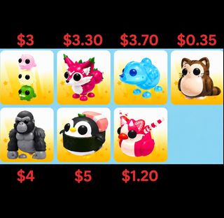 adopt me selling dango penguin, dragonfruit fox, bison, purrowl, gecko ...