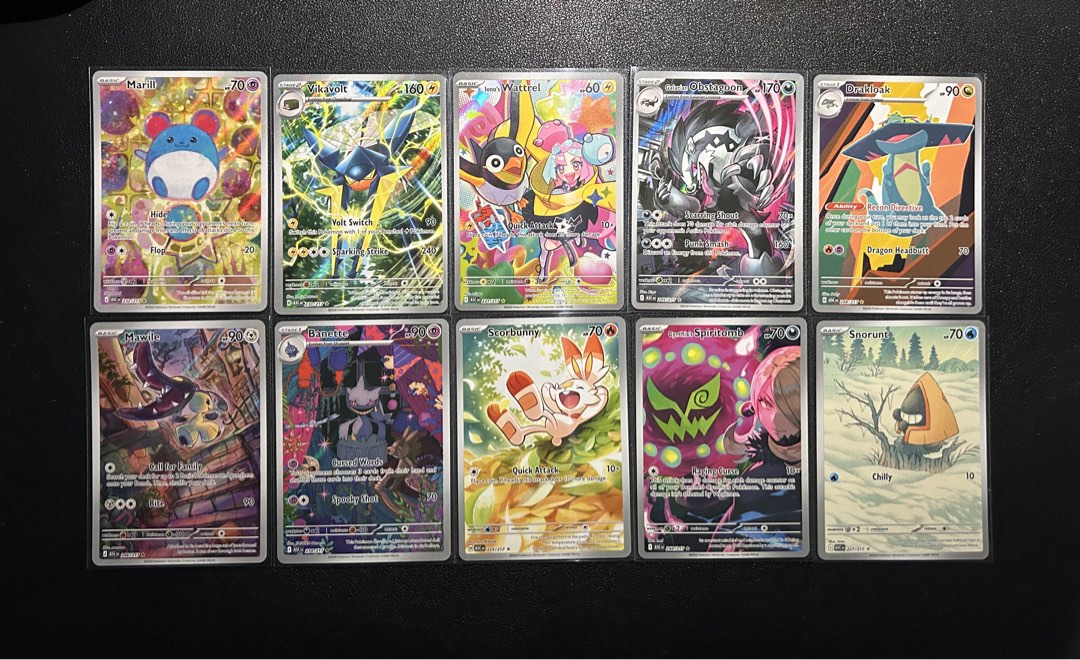 Ascended Heroes IR Set Marill 232/217, 230/217, Iono’s Wattrel 231/217 ...
