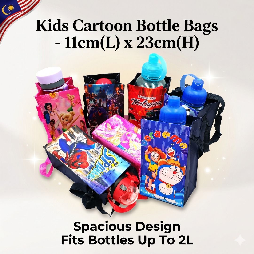 READY STOCK Custom Made-Kids Water Bottle Tumbler Strap Bag Cartoon ...