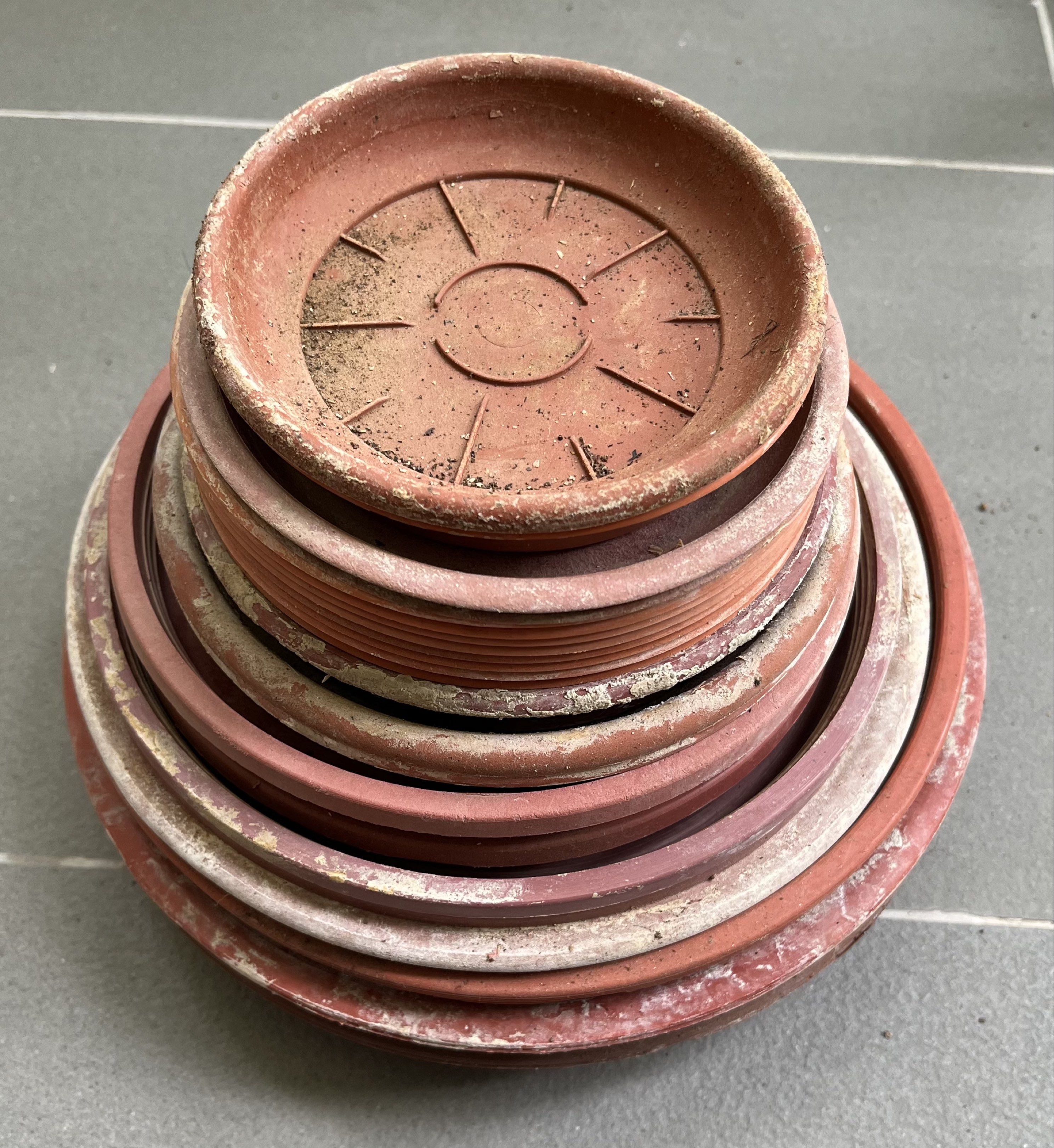 Stack of Plant Pot Saucers, Furniture & Home Living, Gardening, Pots ...