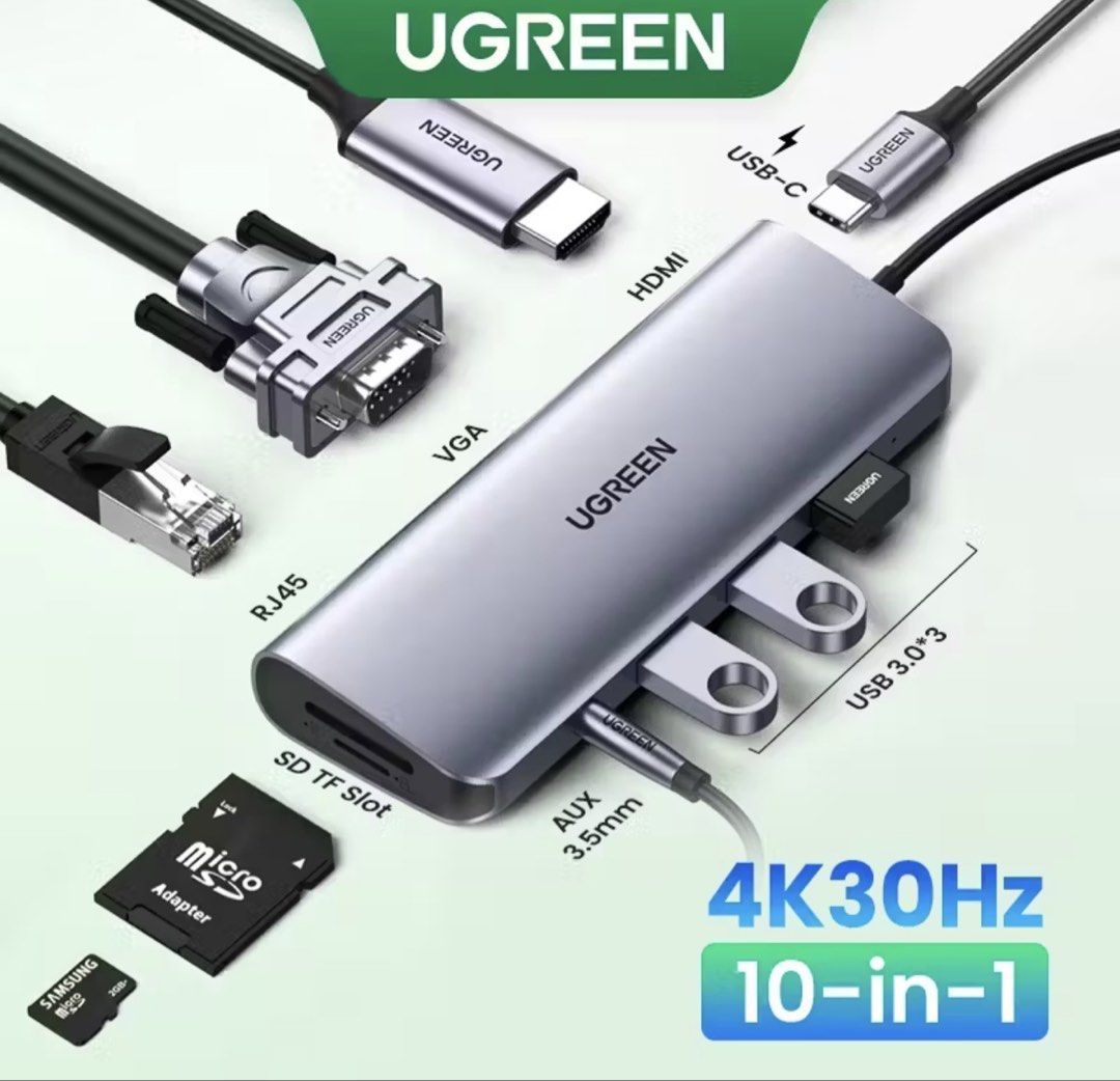 UGREEN 10-in-1 USB-C Multifunction Adapter Hub, Computers & Tech, Parts ...