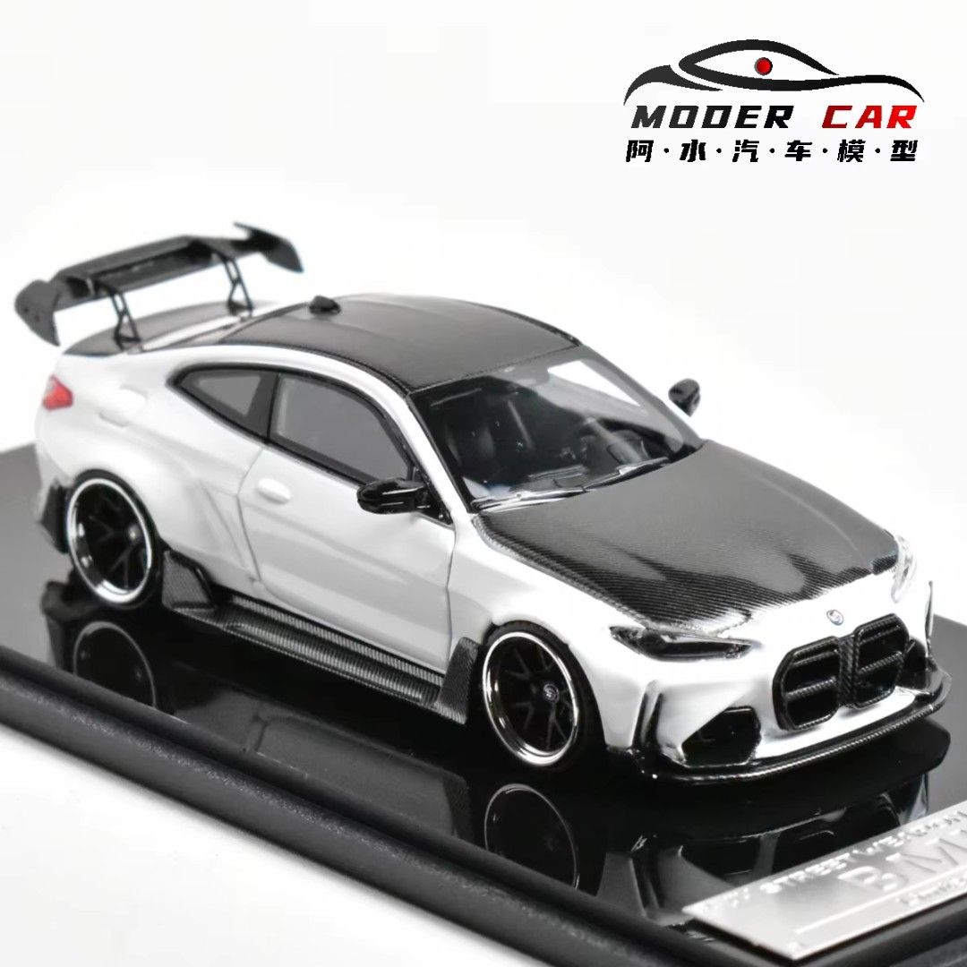 1:64 BMW M4 G82 Widebody White Carbon Hood Diecast Model Car 1/64 NEW ...