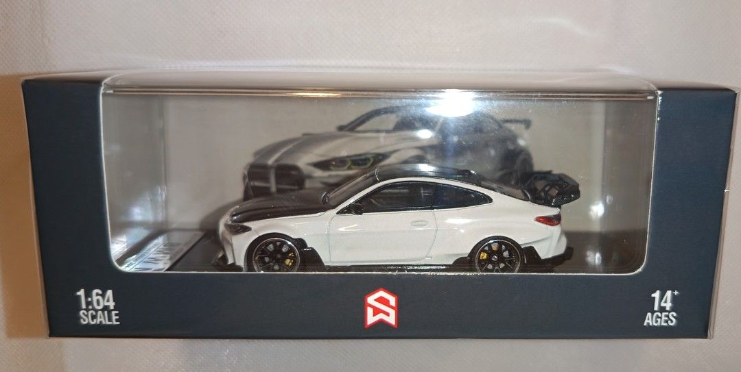 1:64 BMW M4 G82 Widebody White Carbon Hood Diecast Model Car 1/64 NEW ...