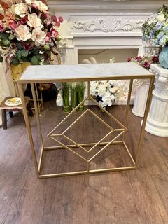 Marble Top Console Table | Gold Metal Frame | Entryway Table SGD100 ...