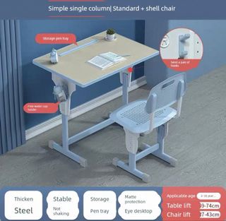 Adjustable Study Desk and Ergonomic Chair Set, Furniture & Home Living ...