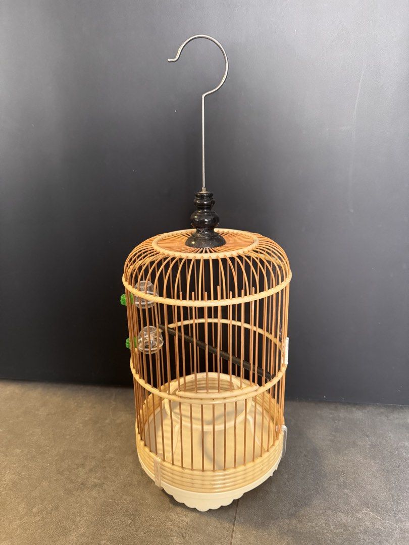 Bamboo Bird Cage with Perches and Feeders, Pet Supplies, Homes & Other ...