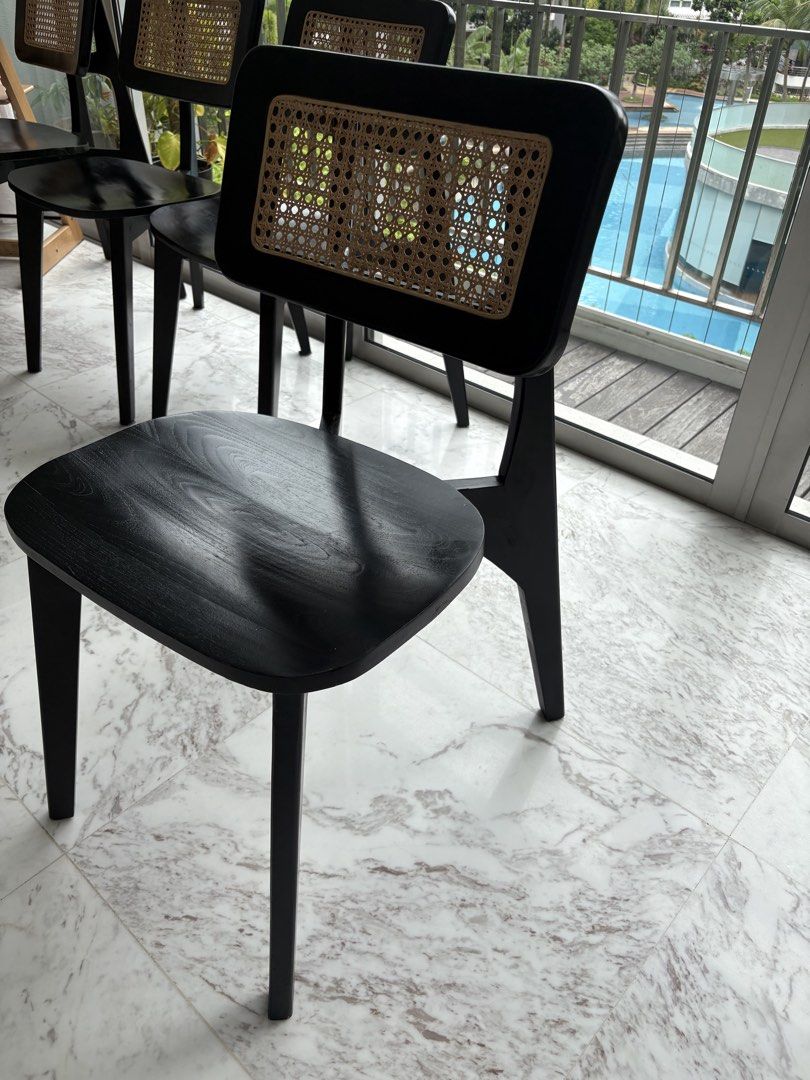 Black Cane Back Dining Chairs Set of 4, Furniture & Home Living ...