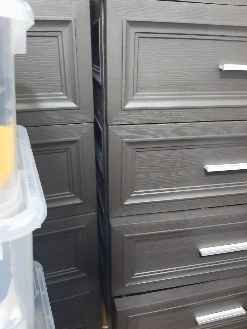 Blessing: Wood Brown 4 drawers plastic storage cabinet, Furniture ...